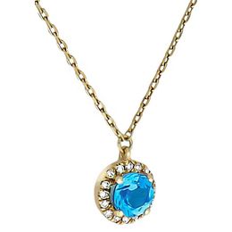 Firetti Kette mit Anhänger Schmuck Geschenk Gold 375 Halsschmuck Halskette Goldkette Ankerkette, mit Blautopas (beh) - mit Diamant, blau|gelb|goldfarben