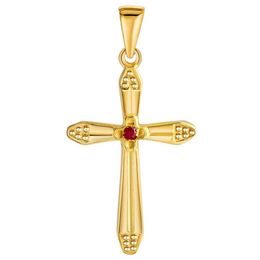 Firetti Kreuzanhänger Schmuck Geschenk Gold 375 Halsschmuck Anhänger Halskette Kreuz, mit Rubin, gelb|goldfarben|rot