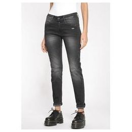 Globo Slim-fit-Jeans GANG "94Sana Cropped" Gr. 32, N-Gr, schwarz (total black vint) Damen Jeans Röhrenjeans