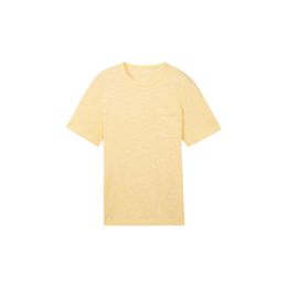 Tom Tailor Herren T-Shirt in Melange Optik, gelb, Melange Optik, Gr. XXL