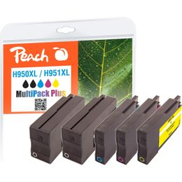 Peach HP 950 XL 5 Druckerpatronen XL (2*bk, c/m/y) ersetzt HP No. 950XL, No. 951XL, CN045E*2, CN046E, CN047E, CN048E (wiederaufbereitet)