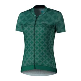 Shimano W's SAGAMI Short Sleeve Zip Jersey, Green