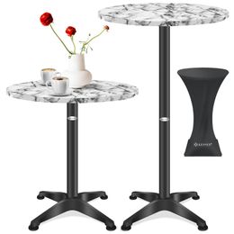 Kesser® 2in1 Stehtisch Bistrotisch Aluminium Edelstahlplatte höhenverstellbar 70cm / 115cm Partytisch Tisch In- & Outdoor Hochzeit Empfangstisch 4 Standfüße und Regencover