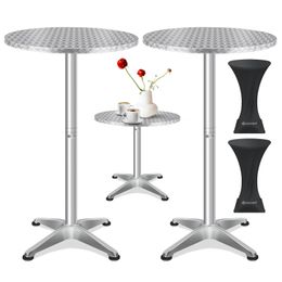 Kesser® 2in1 Stehtisch Bistrotisch Aluminium Edelstahlplatte höhenverstellbar 70cm / 115cm Partytisch Tisch In- & Outdoor Hochzeit Empfangstisch 4 Standfüße und Regencover