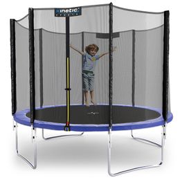 KINETIC SPORTS Trampolin Outdoor SALTO &Oslash; 183/244/305/366/400/430/490 cm - Kindertrampolin Set mit Leiter, Netz, Randpolster, USA Sprungtuch - Gartentrampolin, bis zu 160kg Blau &Oslash; 305 cm &Oslash; 305 cm, Blau