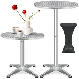 Kesser® 2in1 Stehtisch Bistrotisch Aluminium Edelstahlplatte höhenverstellbar 70cm / 115cm Partytisch Tisch In- & Outdoor Hochzeit Empfangstisch 4 Standfüße und Regencover