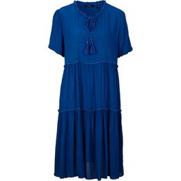 bonprix Knieumspielendes Viskose-Crinkle-Kleid mit Ausschnittdetail