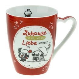 Sheepworld Tasse mit Herz-Henkel "Zuhause ist da, wo die Liebe wohnt"