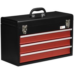 DURHAND Werkzeugkiste mit 3 Schubladen schwarz, rot (Farbe: schwarz, rot)