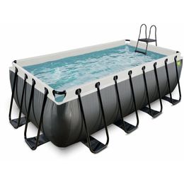 EXIT Black Leather Pool 400x200x122cm mit Sandfilterpumpe - schwarz - Schwarz