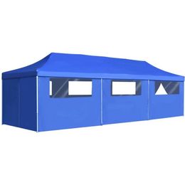Faltzelt Partyzelt Pop-Up mit 8 Seitenwänden Faltpavillon 3 x 9 m Blau vidaXL