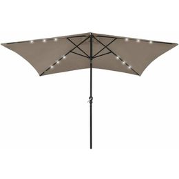 Bonnevie - Sonnenschirm,Gartenschirm mit LEDs und Stahl-Mast Taupe 2x3 m vidaXL