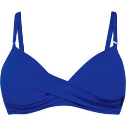 Rosa Faia Shiny Basics Bikini-Oberteil, Wickeleffekt, für Damen, blau, 38D