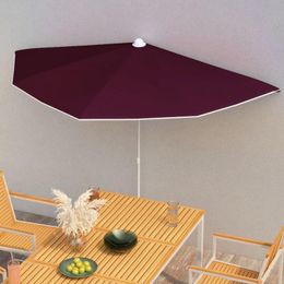 Halb-Sonnenschirm mit Mast 180x90 cm Bordeauxrot vidaXL999395