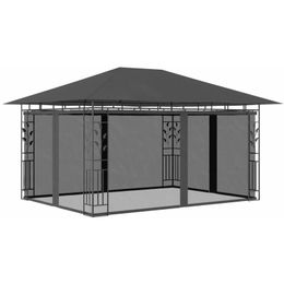 Pavillon Familienzelt mit Moskitonetz 4x3x2,73 m Anthrazit 180 g/m² vidaXL
