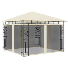 Pavillon Familienzelt mit Moskitonetz 3x3x2,73 m Creme 180 g/m² vidaXL