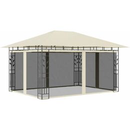 Pavillon Familienzelt mit Moskitonetz 4x3x2,73 m Creme 180 g/m² vidaXL