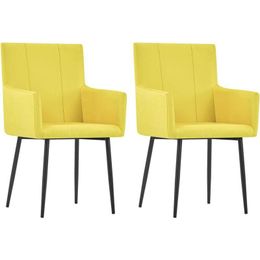Esszimmerstühle mit Armlehnen 2 Stk. Küchenstuhl Gelb Stoff vidaXL