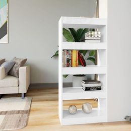 Bonnevie - Bücherregal/Raumteiler,Bücherschrank Hochglanz-Weiß 60x30x135cm Holzwerkstoff vidaXL