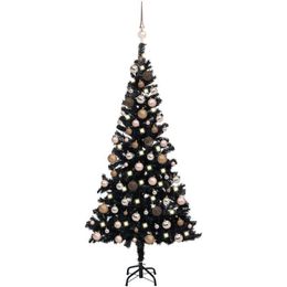 Künstlicher Weihnachtsbaum,Kunstbaum mit LEDs & Kugeln Schwarz 150 cm pvc vidaXL