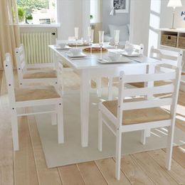 Esszimmerstühle 6 Stk. Küchenstuhl Weiß Massivholz und Samt vidaXL