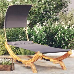 Loungebett mit Dach 100x200x126 cm Bugholz Massiv Anthrazit vidaXL813263