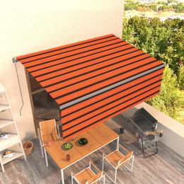 Gelenkarmmarkise,Windfest Sonnenmarkise mit Rollo 4x3 m Orange & Braun vidaXL