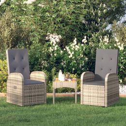 Garten-Liegestühle 2 Stk. mit Auflagen Poly Rattan Grau vidaXL455151
