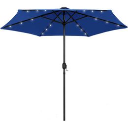 Sonnenschirm,Gartenschirm mit LED-Leuchten & Aluminium-Mast 270 cm Azurblau vidaXL