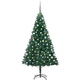 Künstlicher Weihnachtsbaum,Kunstbaum mit LEDs & Kugeln Grün 180 cm pvc vidaXL