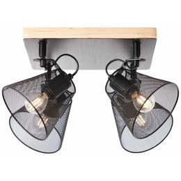 Lampe, Whole Spotplatte 4flg schwarz/holzfarbend, Metall/Holz, 4x D45, E14, 40W,Tropfenlampen (nicht enthalten) - schwarz - Brilliant