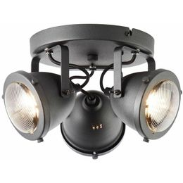 Lampe, Carmen Spotrondell 3flg schwarz korund, Metall/Glas, 3x PAR51, GU10, 5W,Reflektorlampen (nicht enthalten) - schwarz - Brilliant