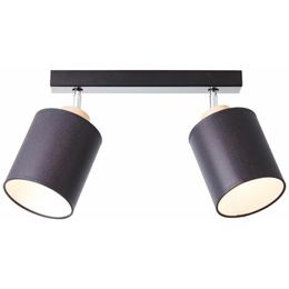 Brilliant Lampe, Vonnie Spotbalken 2flg schwarz/holzfarbend, Metall/Holz/Textil, 2x A60, E27, 25W,Normallampen (nicht enthalten) - schwarz