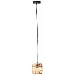 Brilliant - Lampe, Crosstown Pendelleuchte 16cm holz hell/schwarz, Bambus/Metall, 1x A60, E27, 40W,Normallampen (nicht enthalten) - braun