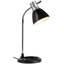 Lampe Jan Tischleuchte silber/schwarz 1x A60, E27, 40W, geeignet für Normallampen (nicht enthalten) Mit Druckschalter am Kopf - schwarz - Brilliant