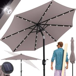 Kesser - Sonnenschirm Balkonschirm led Solar mit Kurbel Inkl. 2in1 Schutzhülle Transporttasche Gartenschirm Schirm für Balkon Garten & Terrasse Rund