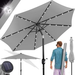 Kesser - Sonnenschirm Balkonschirm led Solar mit Kurbel Inkl. 2in1 Schutzhülle Transporttasche Gartenschirm Schirm für Balkon Garten & Terrasse