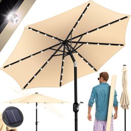 Kesser - Sonnenschirm Balkonschirm led Solar mit Kurbel Inkl. 2in1 Schutzhülle Transporttasche Gartenschirm Schirm für Balkon Garten & Terrasse Beige