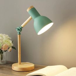 Kreative Holz-Schreibtischlampe im nordischen Stil Faltbare Tischlampe aus Eisen Augenschutz-Leselampe für Wohnzimmer Schlafzimmer Wohnkultur