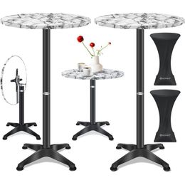 Kesser 2in1 Stehtisch klappbar Bistrotisch Aluminium Edelstahlplatte höhenverstellbar 70cm / 115cm Partytisch Tisch In- & Outdoor Hochzeit Marmor / ø 80 cm