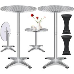 Kesser 2in1 Stehtisch klappbar Bistrotisch Aluminium Edelstahlplatte höhenverstellbar 70cm / 115cm Partytisch Tisch In- & Outdoor Hochzeit Silber / ø 80 cm