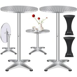 Kesser 2in1 Stehtisch klappbar Bistrotisch Aluminium Edelstahlplatte höhenverstellbar 70cm / 115cm Partytisch Tisch In- & Outdoor Hochzeit Silber / ø 60 cm