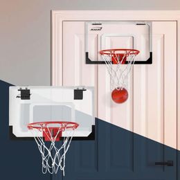 Mini Basketballkorb Set mit 3 Bälle, 58x40 cm, Weiß, inkl. Netz und Pumpe, tragbar, Backboard Tür/Wandmontage, ohne Bohren, Indoor Basketball Hoop