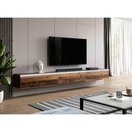 Furnix - TV-Kommode bargo 300 cm (3x100cm) Lowboard ohne led Anthrazit-old style wood