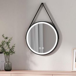 EMKE Badspiegel mit Beleuchtung ф50cm Badspiegel Rund Wandspiegel Badezimmerspiegel mit Touch + 3 Lichtfarbe (Stil 4)