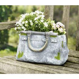 Blumentopf Handtasche in Stein Optik, Pflanztopf in Taschenform, Pflanzgefäß, Gartendeko für Draußen, Pflanzschale