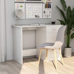 Bonnevie - Computertisch,Schreibtisch Hochglanz-Weiß 100x50x76 cm Holzwerkstoff vidaXL