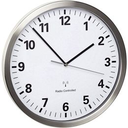 Tfa Dostmann - 60.3523.02 Funk Wanduhr 30.5 cm x 4.3 cm Edelstahl Schleichendes Uhrwerk (lautlos), Ene