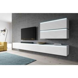 Furnix - Möbelwand bargo v mit led: 3x TV-Schrank 2x Regale Weiß