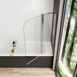 Duschabtrennung 100x140cm Duschwand für Badewanne, Duschwand Badewannenaufsatz mit 6mm Nano Easy Clean Glas (90°Single Faltbar) - Meykoers